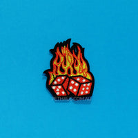 DICE ON FIRE PATCH, high roller patch, fire dice patch cool patch - PetHaus